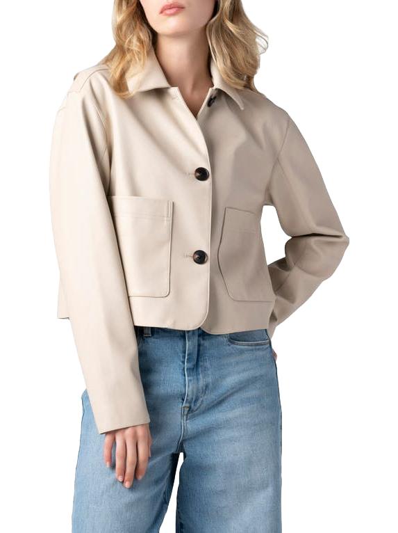 BLANKNYC Faux Leather Cropped Blazer